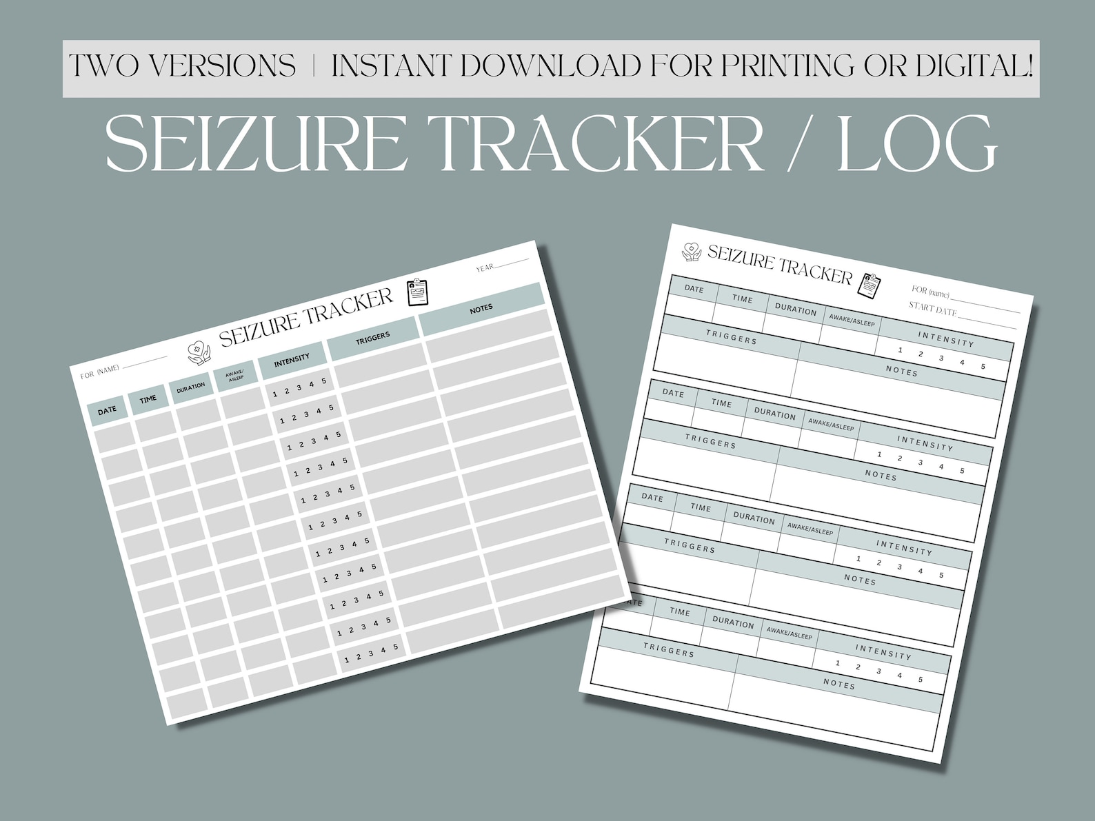 Printable Seizure Tracker, Epilepsy Log, Fillable Seizure Log, Digital ...
