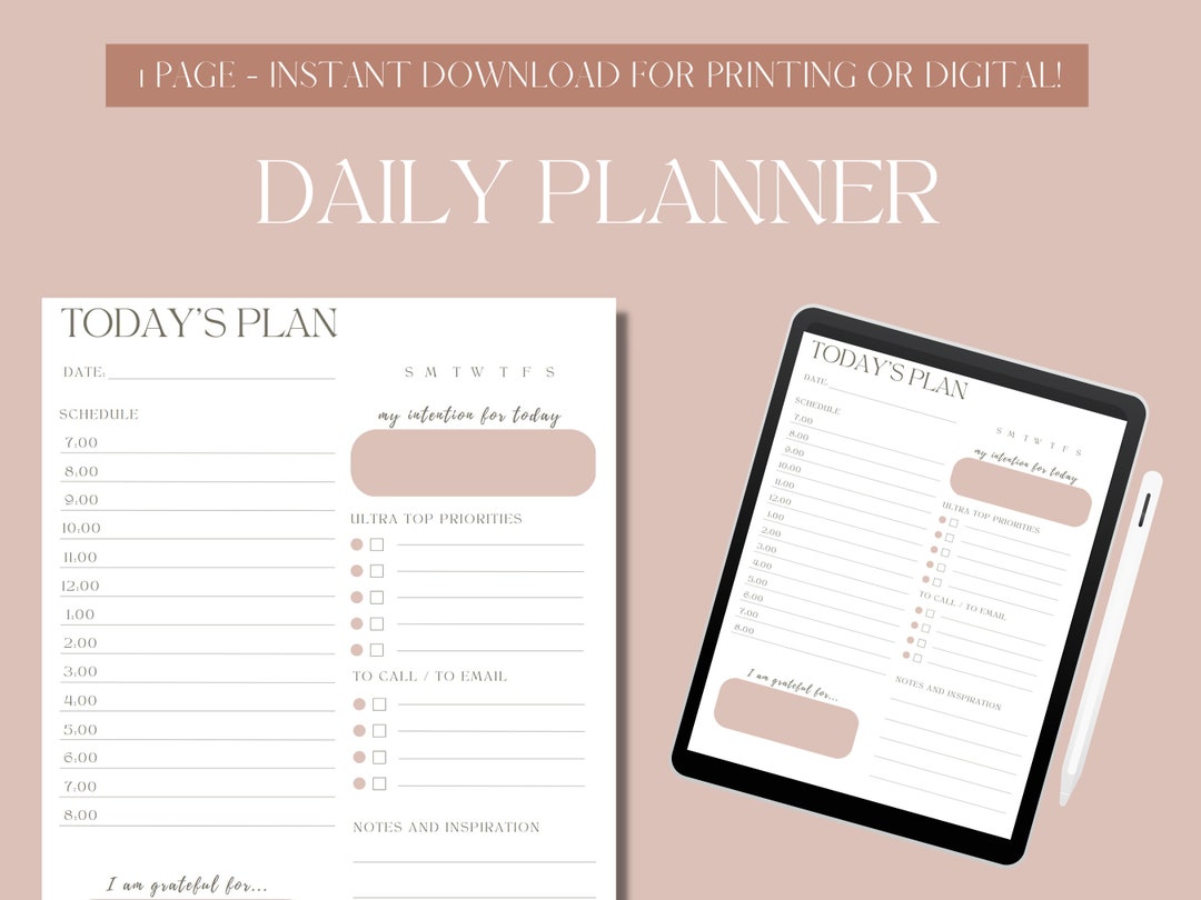 Daily Planner, Digital Daily Planner for Work or Personal, Minimalistic ...
