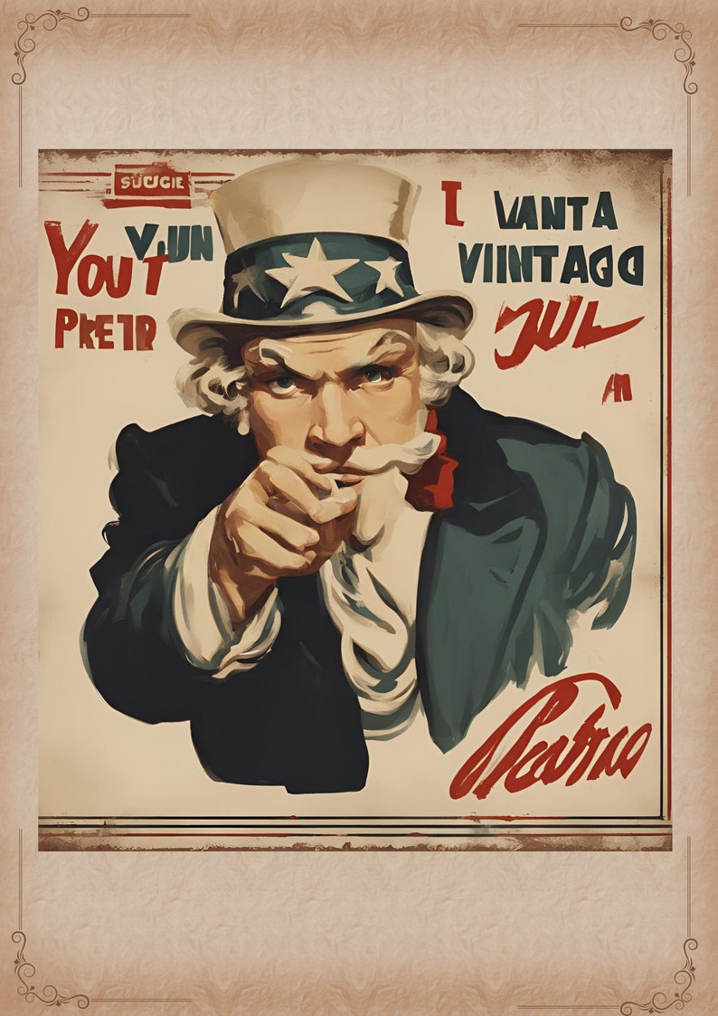 Uncle Sam Poster Timeless Patriotic Art Print Get Your Digital Copy - Etsy