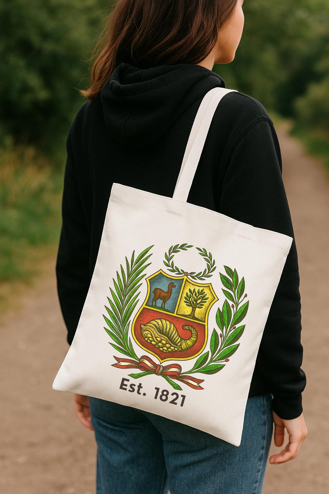 Peru Escudo Nacional Independence Tote Bag, Peruvian National Crest Bag ...