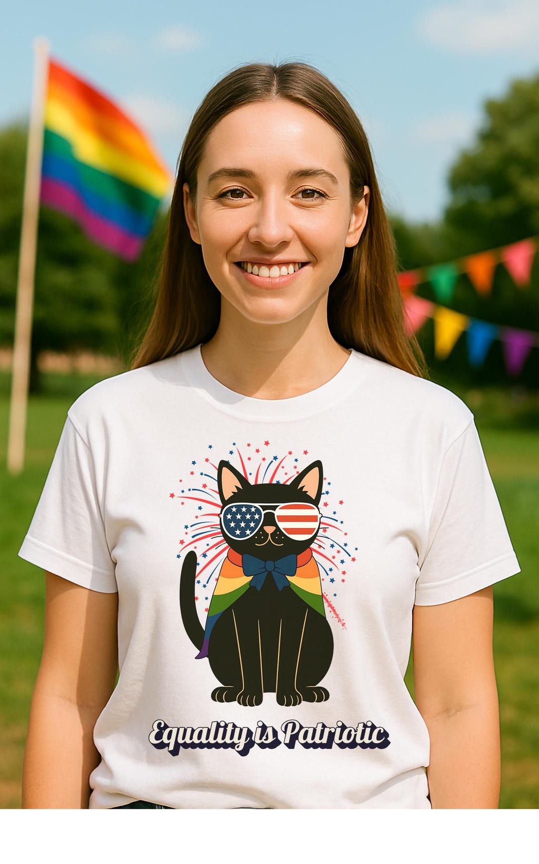 4th of July Pride Cat Tshirt, LGBTQ Equal Rights Patriotic Outfit, Gay ...