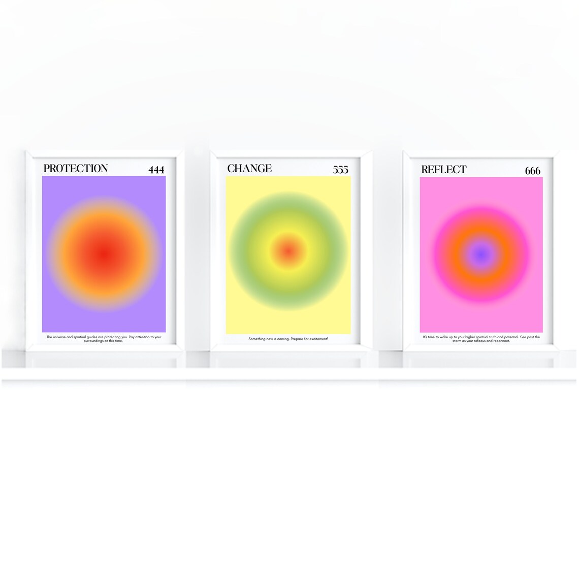 Angel Number Poster 666, Reflect, Pink and Red Aura Gradient, Digital ...