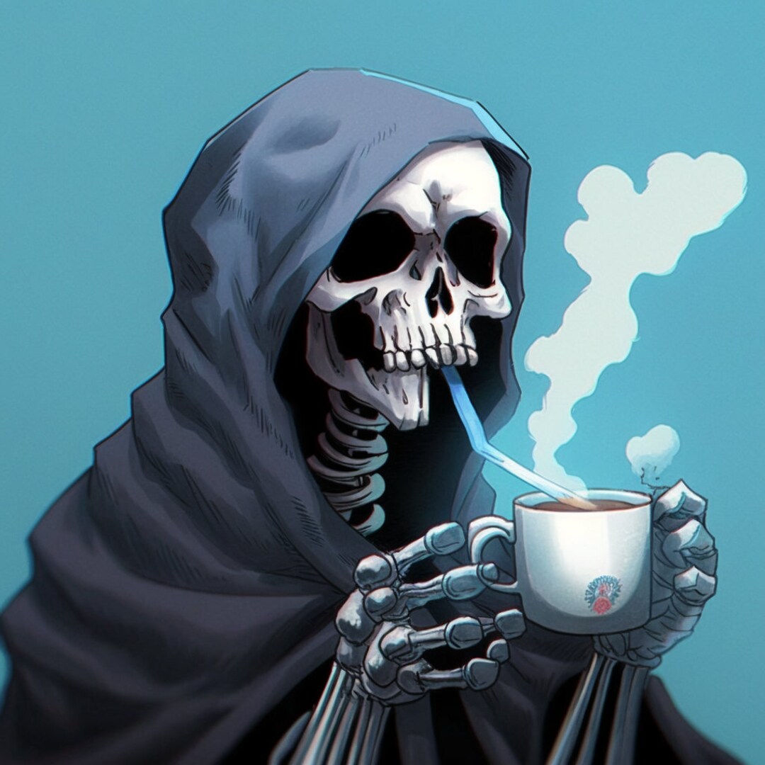 Skeleton Drinking Coffee - Etsy