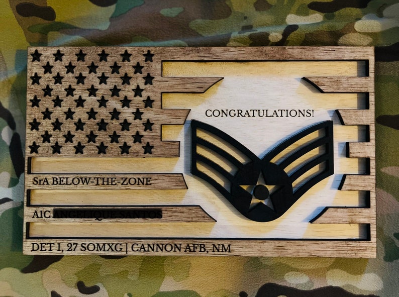 Personalized Wood Engraved Military Gift Air Force Promotion Gift PCS ...
