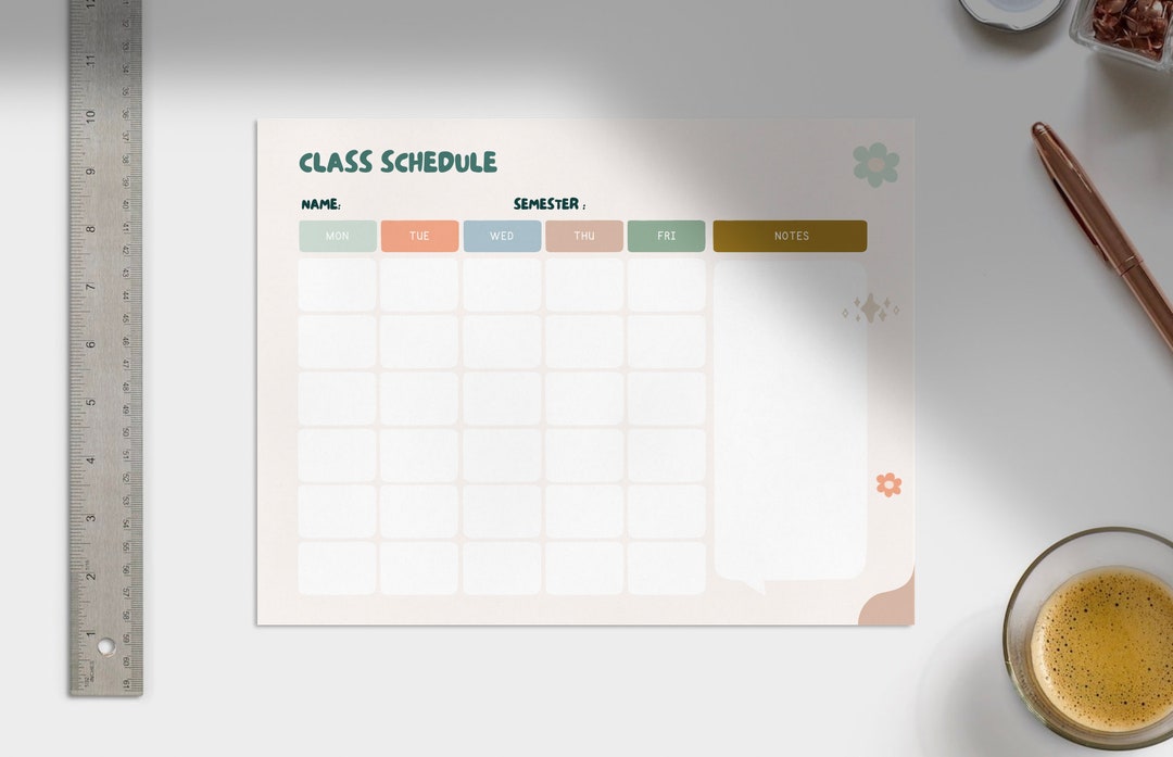 Weekly Class Schedule Planner, for Teachers or Students, Printable ...