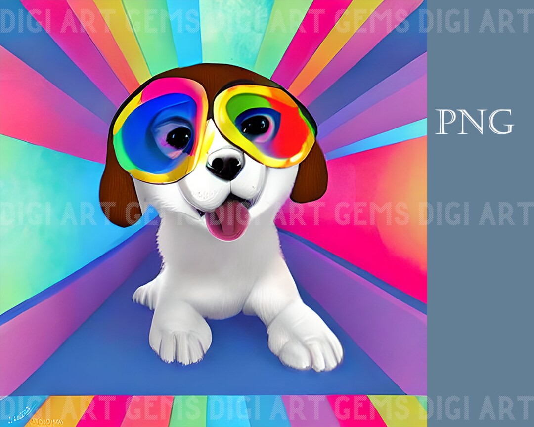 Showtime Cartoon Dog With Funky Fashion Glasses Digital Image - Etsy