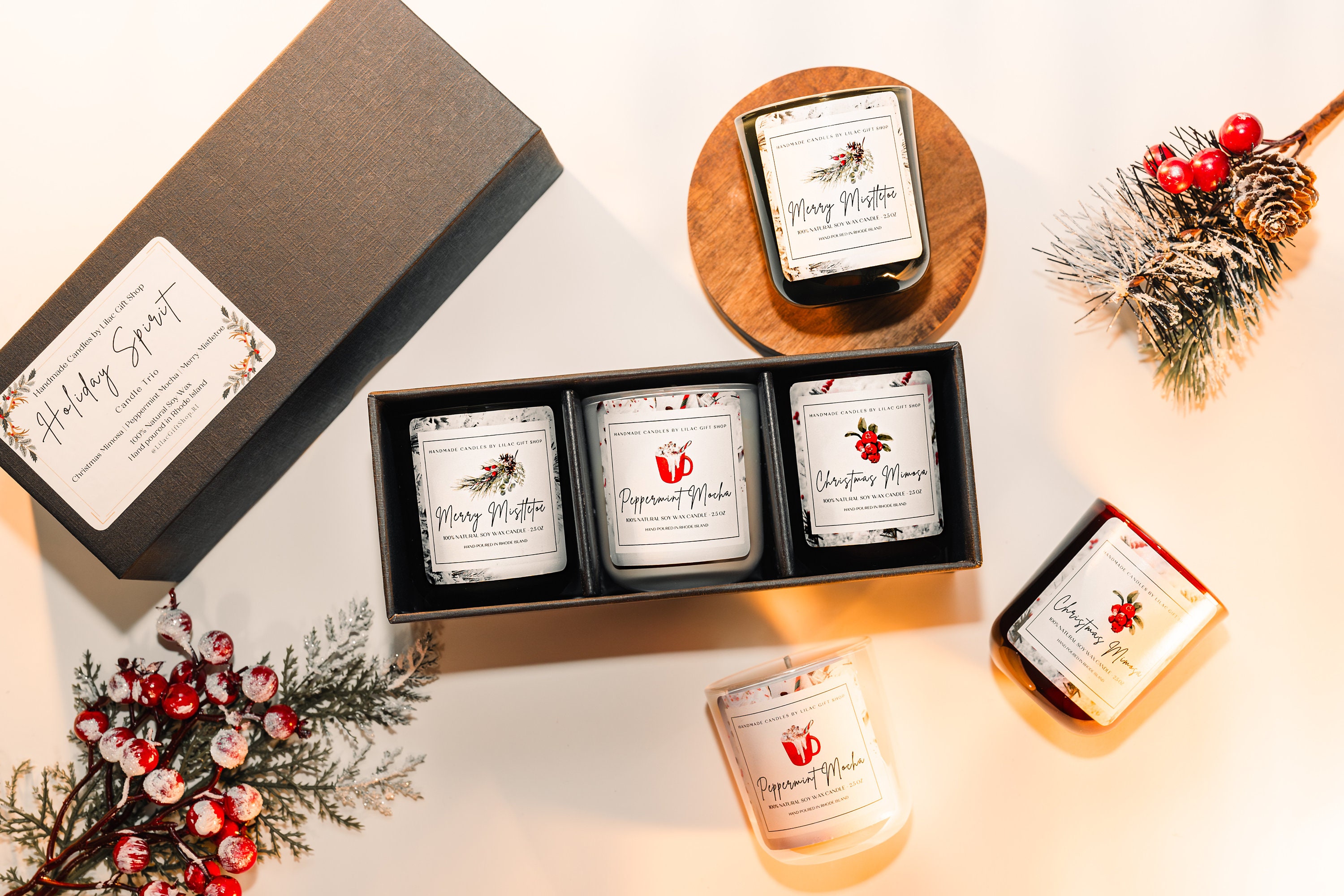 Candle Trio Gift Box | Holiday Candles | 100% Natural Soy Candles ...