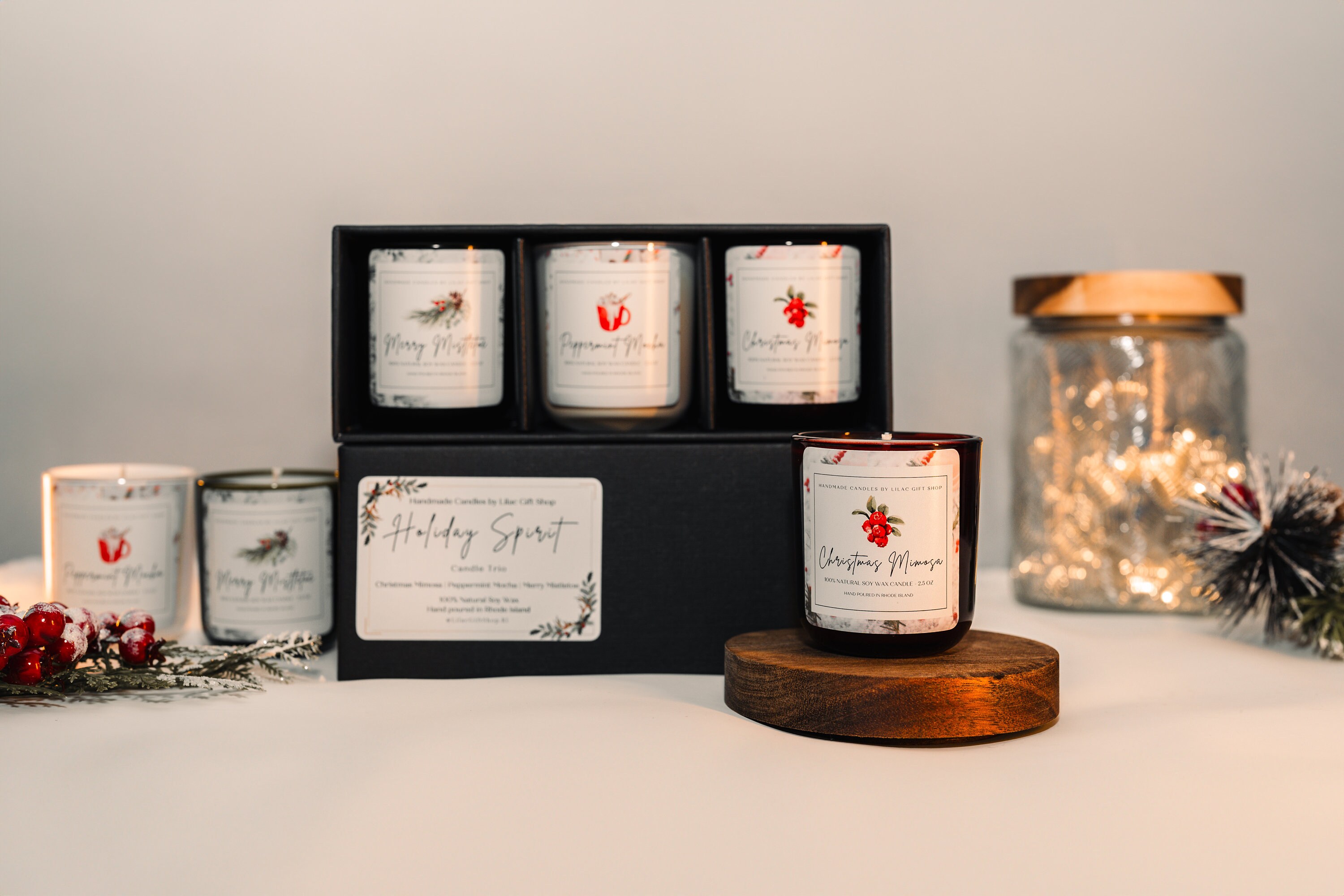 Candle Trio Gift Box | Holiday Candles | 100% Natural Soy Candles ...