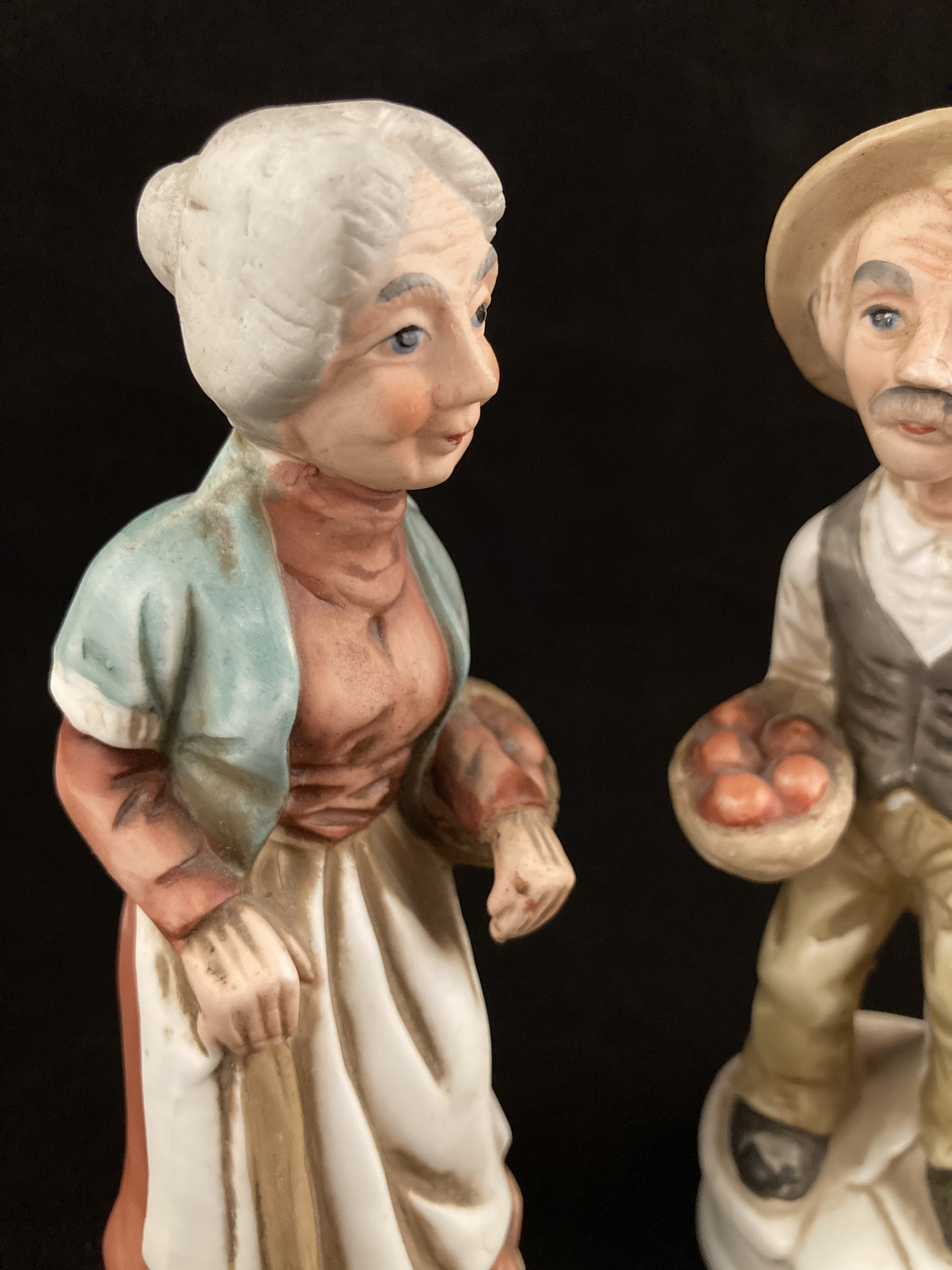Vintage Old Couple Ceramic Figurines Farm Couple With Baskets - Etsy