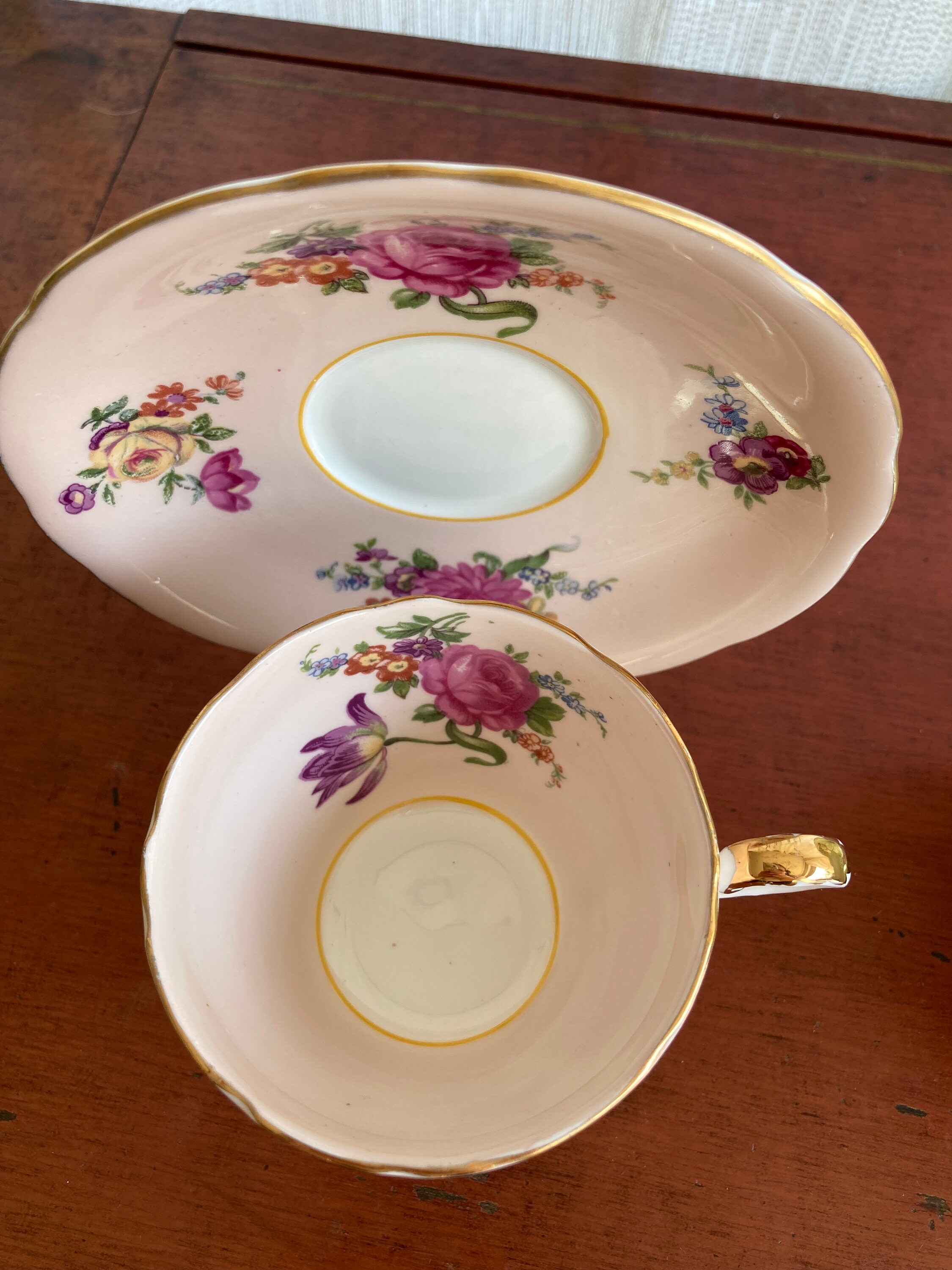 Vintage Aynsley Teacup and Saucer Sets, Pink or Green, Bone China, Made ...