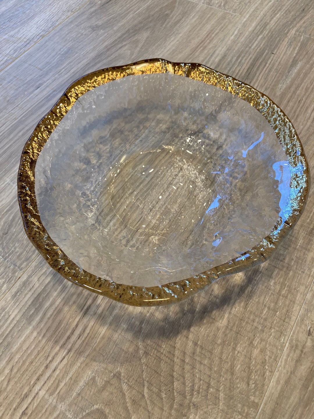 Vintage IVV Glacier Crystal Bowl: 10K Gold Trim, Mid Century Modern - Etsy