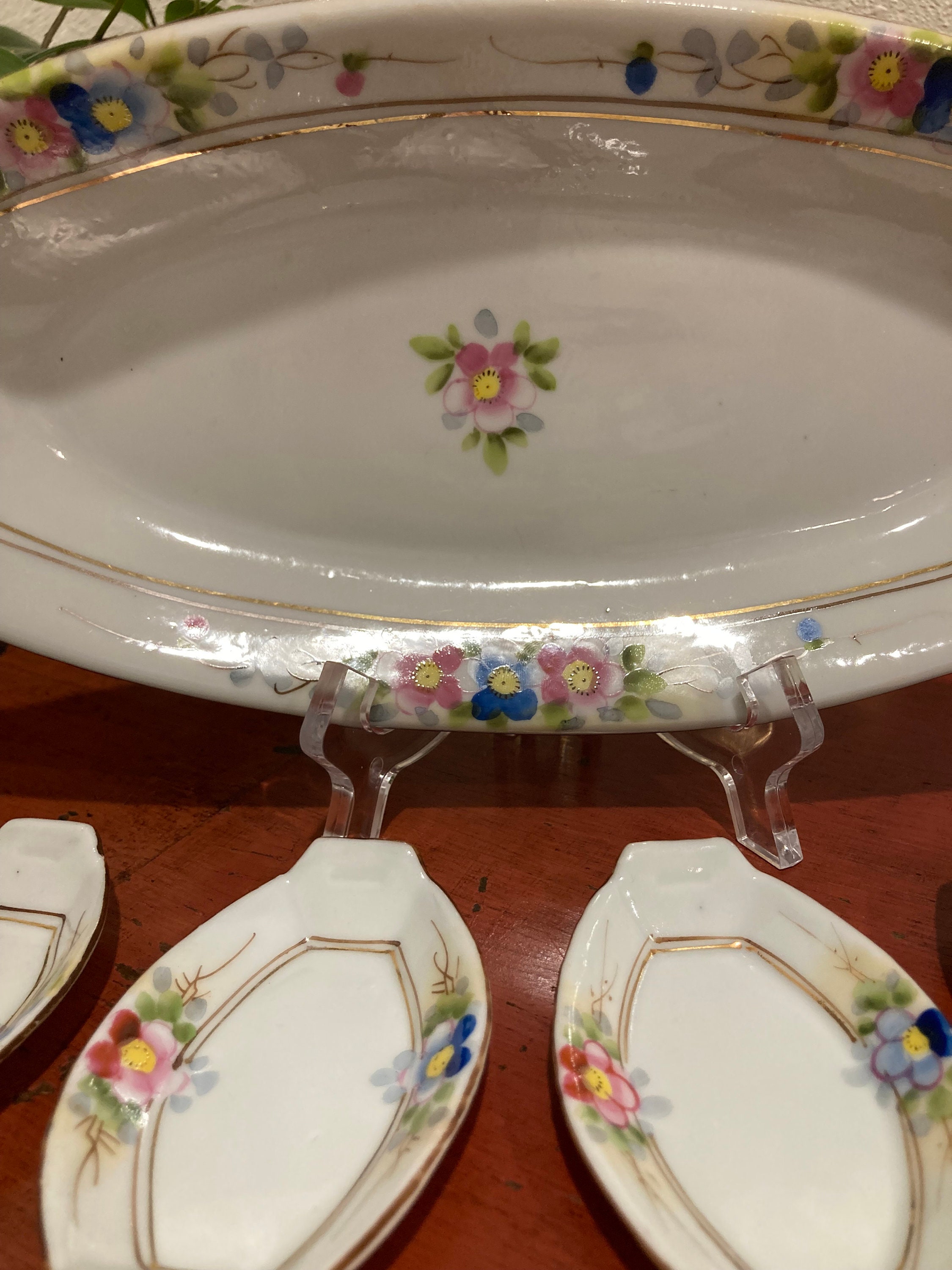 Vintage Nippon Celery Dish and Salt Cellars, Porcelain, Made in Japan ...