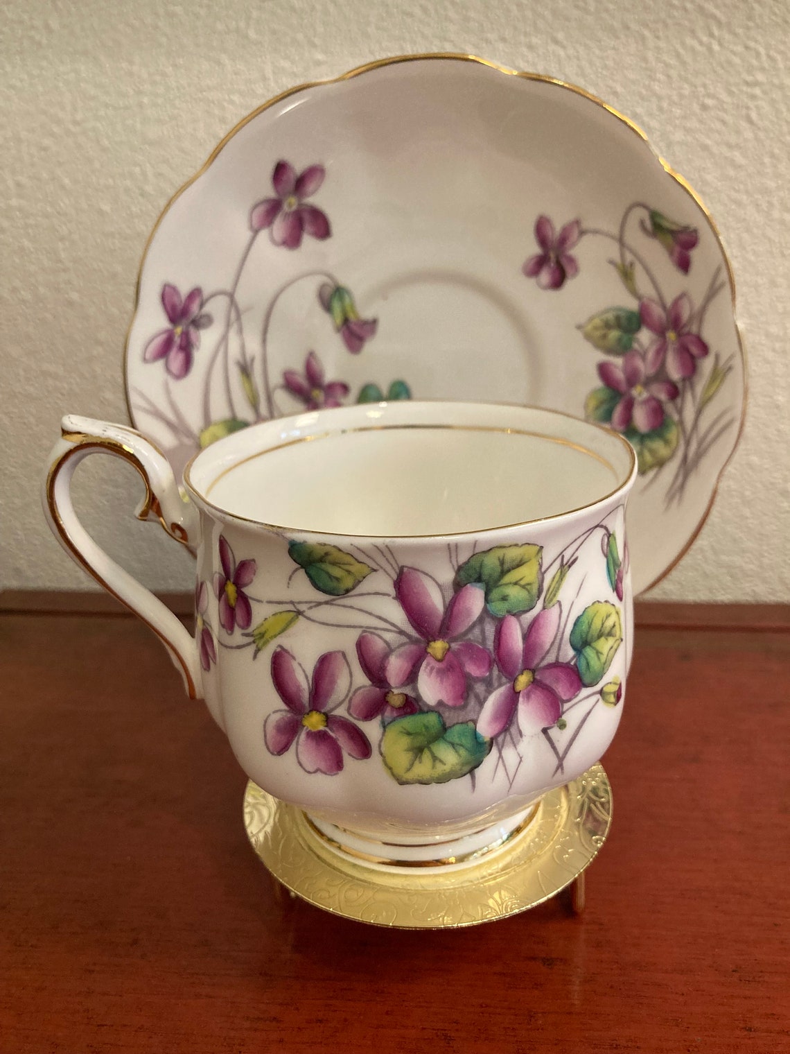 Vintage Royal Albert Violets Teacup and Saucer Flower of the Month Series No. 2, February, Hand ...