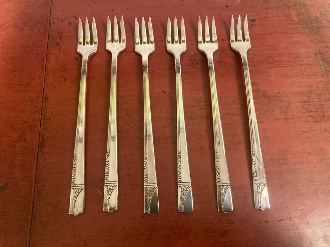 Vintage Silver-plated Cocktail Forks, Set of 6 by Nobility Plate, 1937 ...