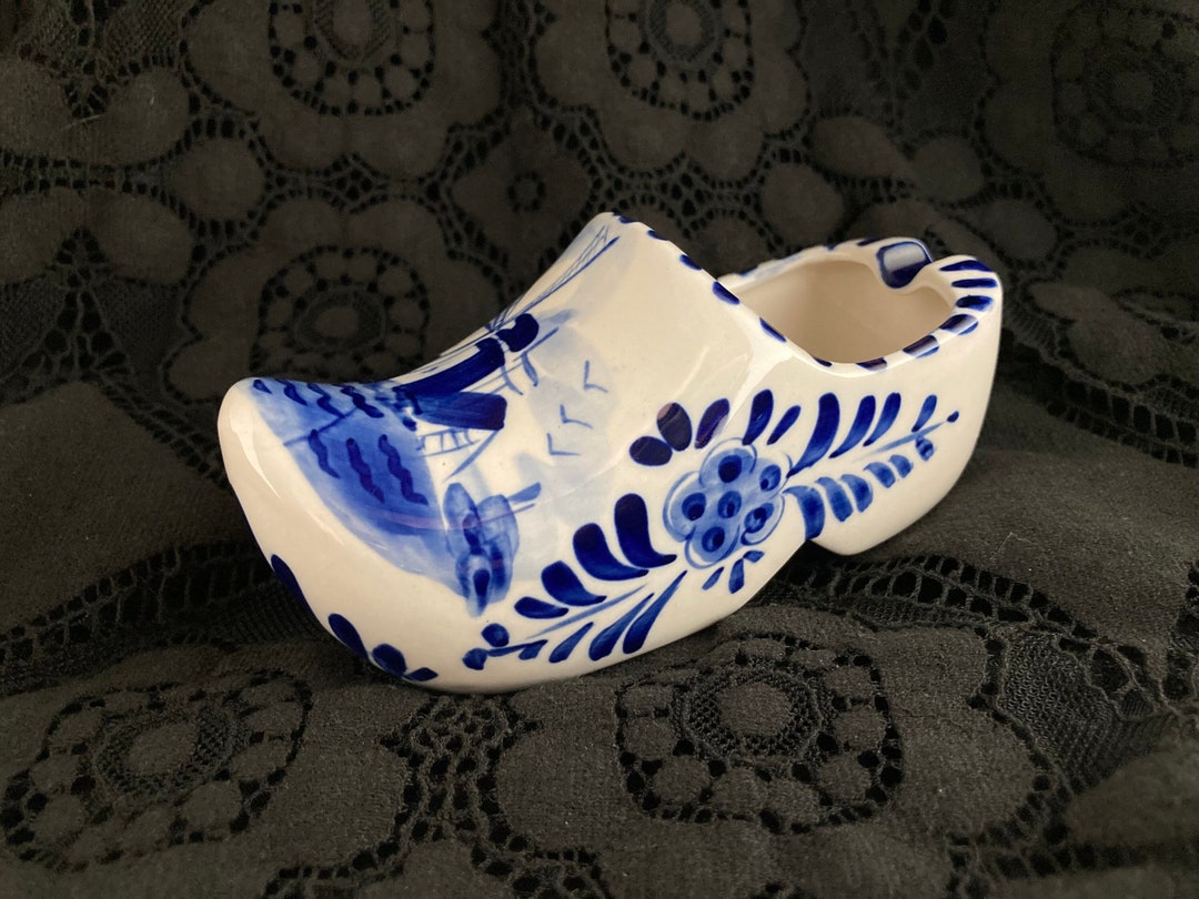 Vintage Delft Holland 5" Handpainted Blue Dutch Shoe / Clog, Made in ...