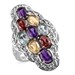 Multi Gemstone Cluster Silver Ring 4.70ctw size 5.0 US, Natural Multi ...
