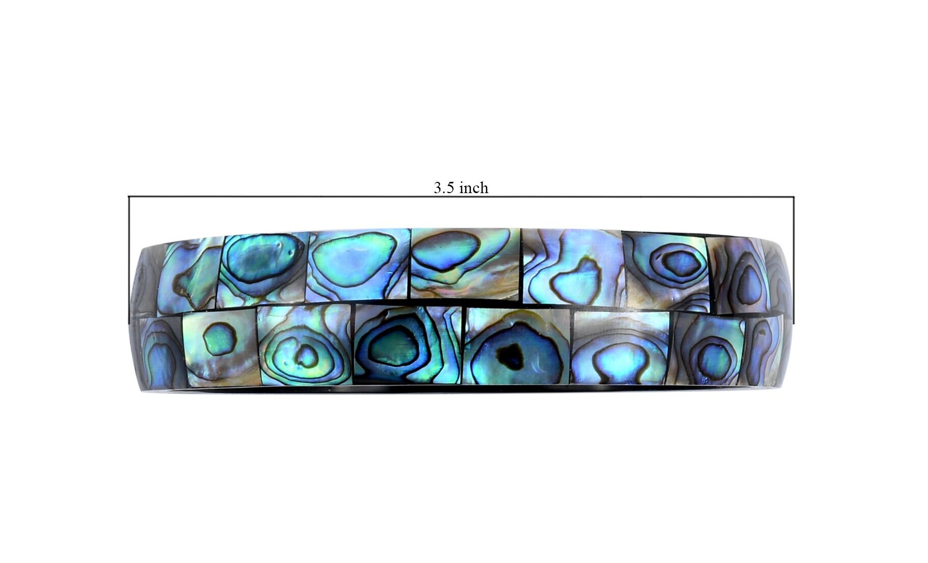 Abalone Shell Inlay Bangle Bracelet With Black Resin 8.0 In, Large ...