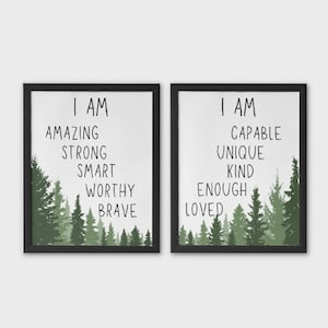 I Am Affirmations for Kids, Woodland, Trees, Forest, Baby, Nursery ...