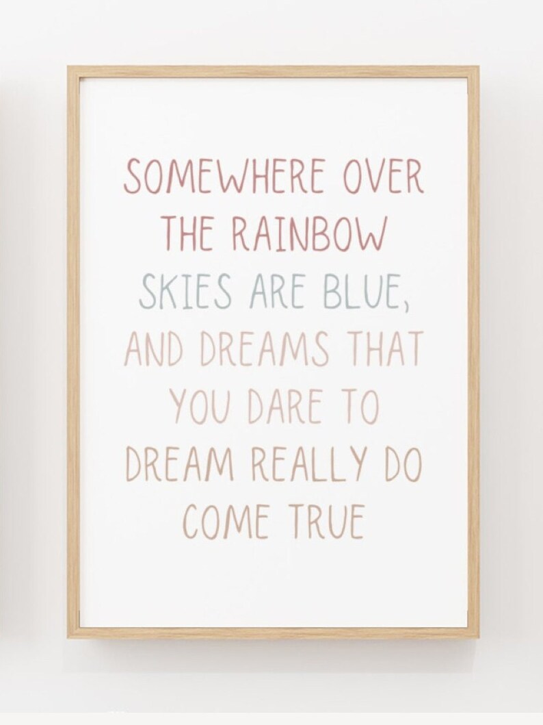 Somewhere Over the Rainbow Lyrics Wall Art Boho Rainbow - Etsy