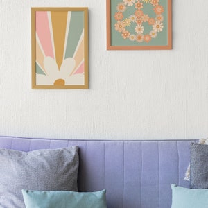 Set of 5 Groovy Flowers Digital Download Printable Art Gallery Wall ...