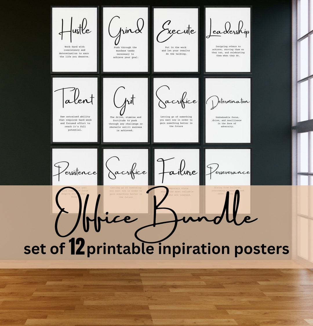 Office Motivational Posters Printable Download Gallery Wall 12 Set ...