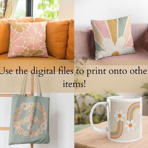 Set of 5 Groovy Flowers Digital Download Printable Art Gallery Wall ...