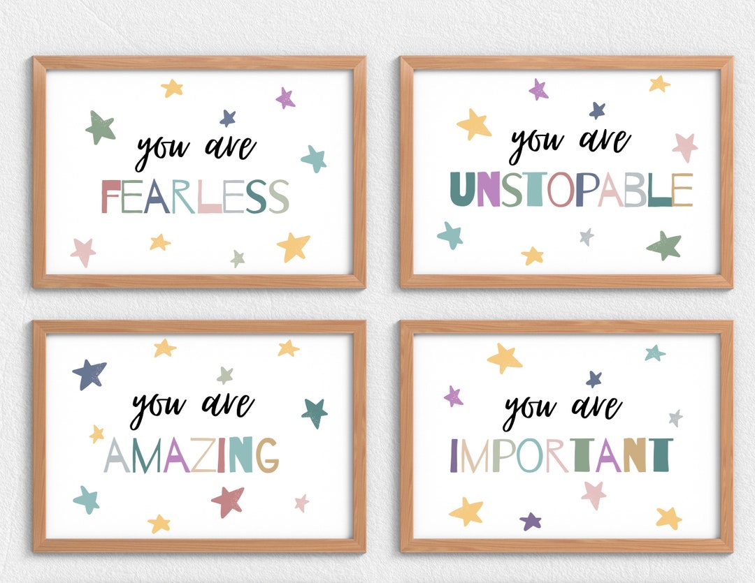 Kids Motivational Wall Art Powerful Positive Affirmations for Kids ...