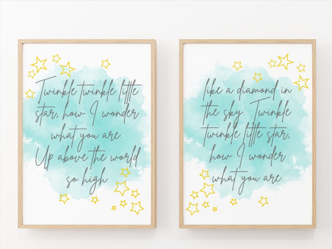 Twinkle Little Star Wall Art Lyrics Digital Download Nursery Kids Room ...