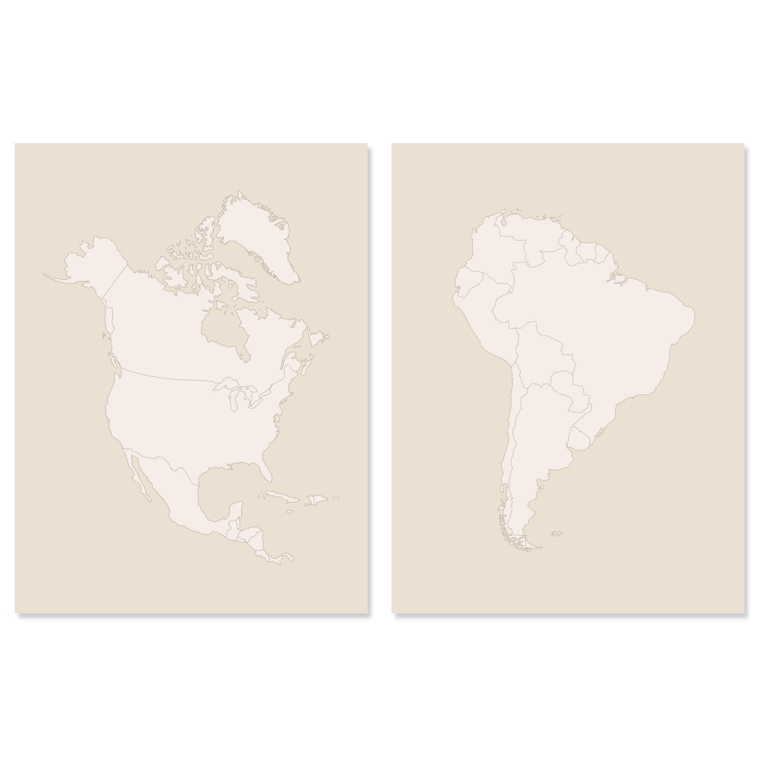 7 Continents Wall Art Printable Gallery Wall World Map Travel Beige ...