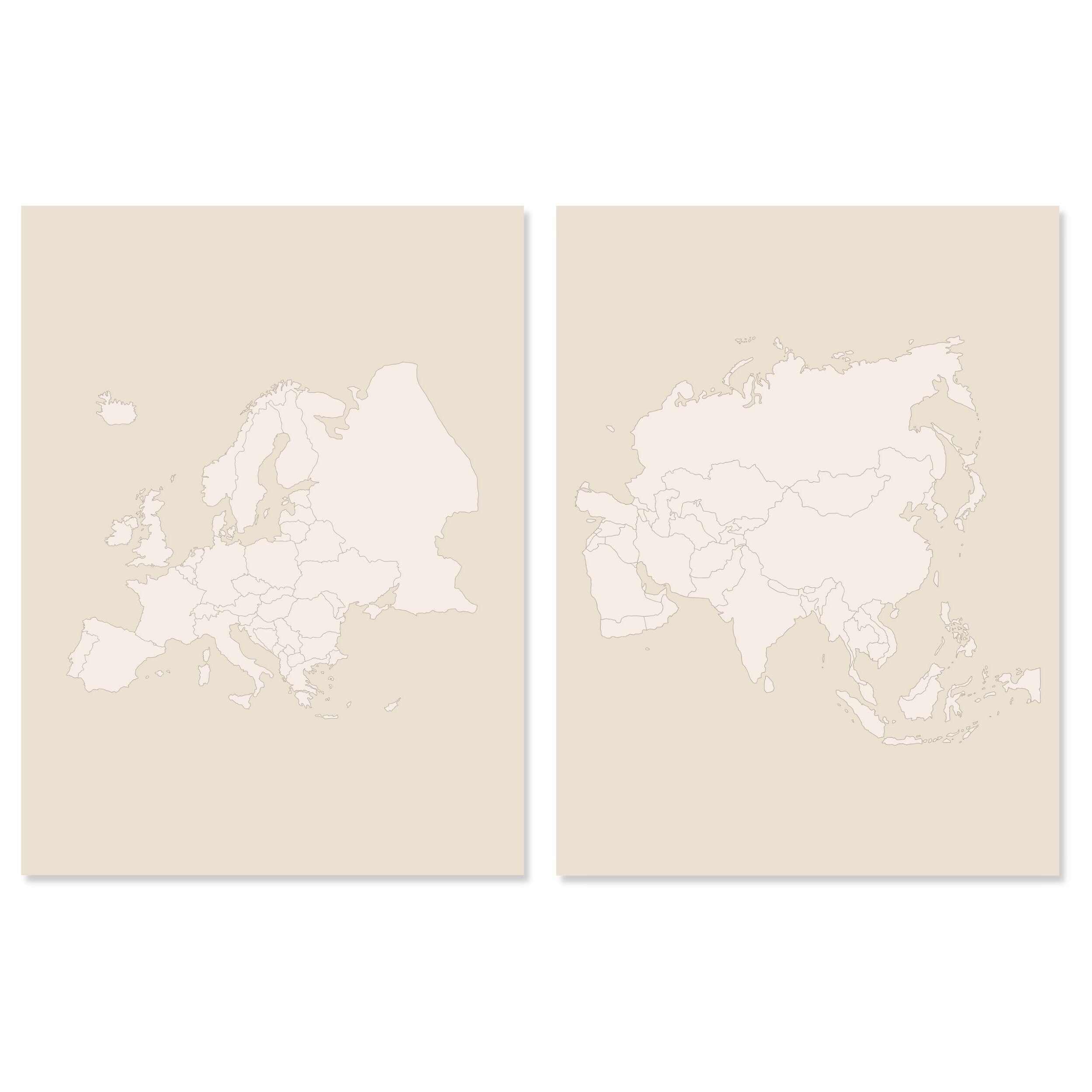 7 Continents Wall Art Printable Gallery Wall World Map Travel Beige ...