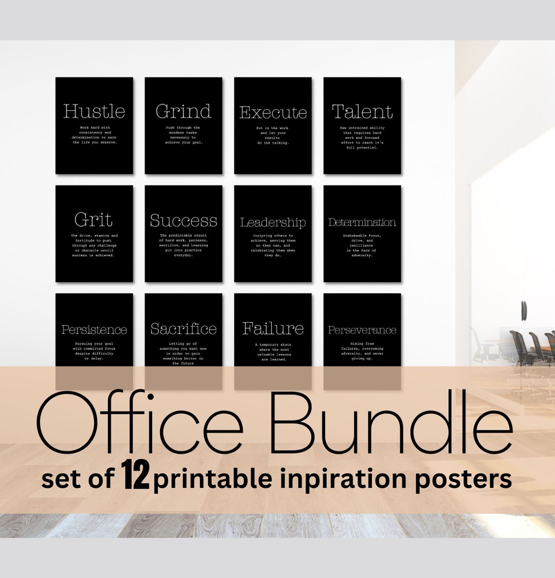 Office Motivational Posters Printable Download Gallery Wall 12 Set ...