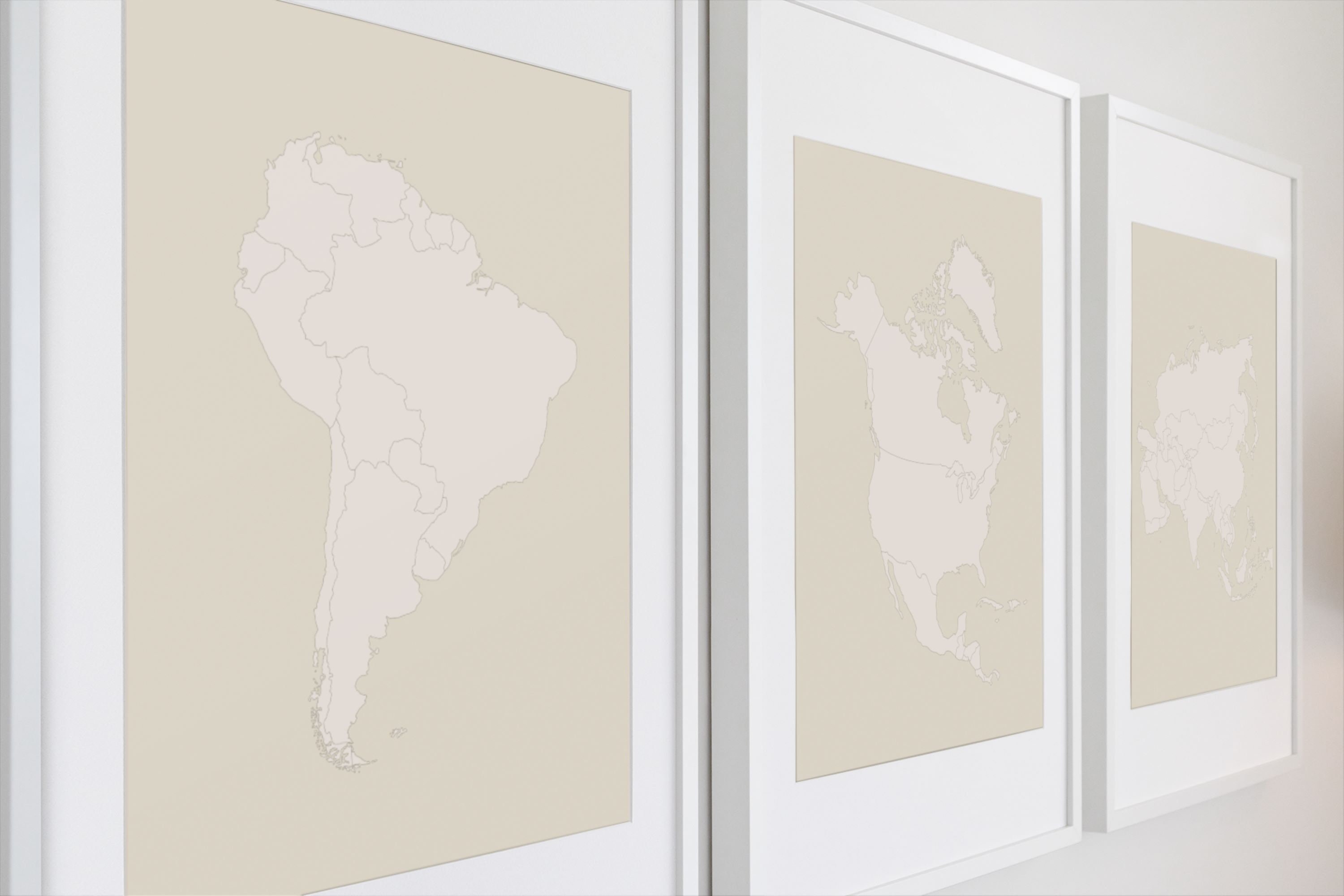7 Continents Wall Art Printable Gallery Wall World Map Travel Beige ...