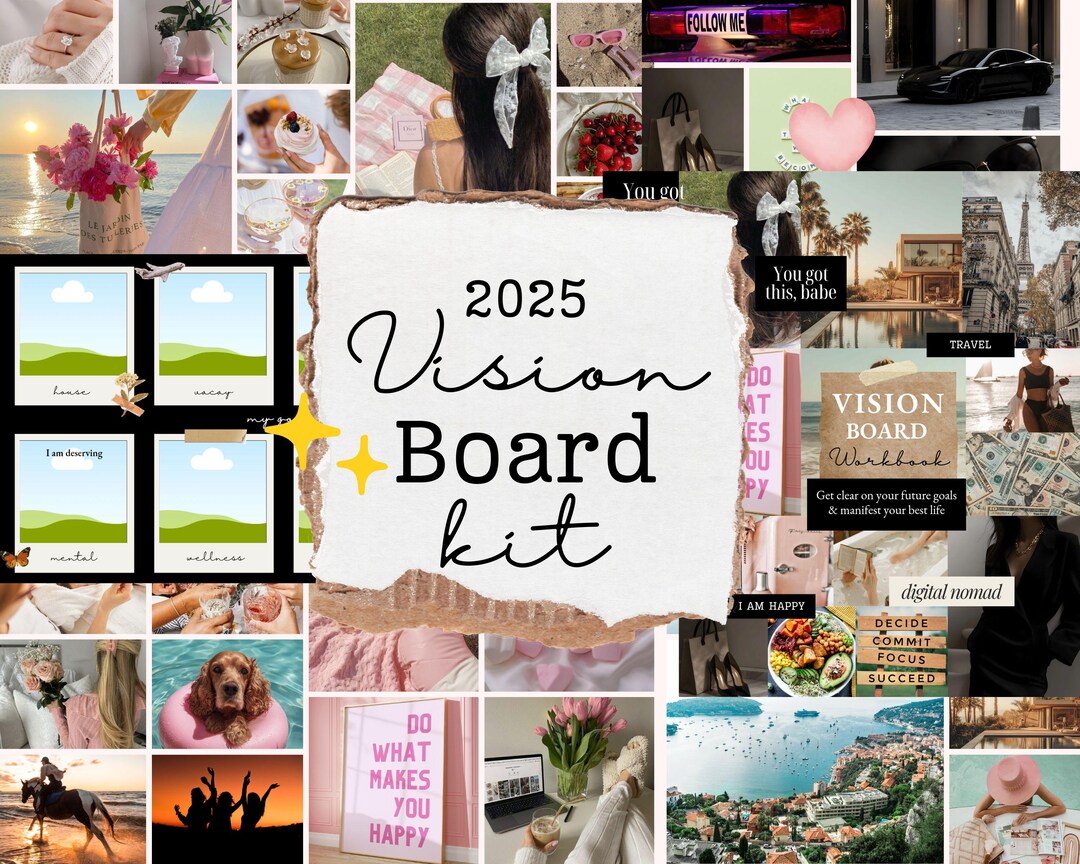2025 Vision Board Kit With 800+ Photos, Printable Digital Template - Etsy