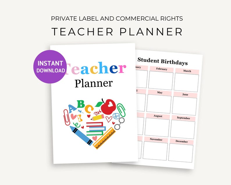 Digital Teacher Planner Printable: Academic Organizer (PDF Download) - Etsy