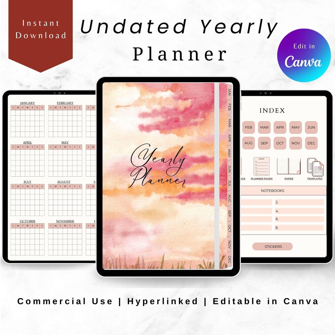 Hyperlinked Digital Planner: Customizable Canva Template, Goodnotes ...