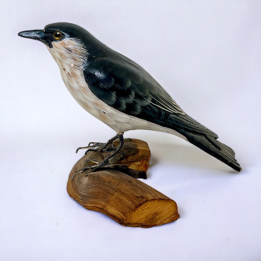 Vintage Hand Carved and Painted Wood Bird Figurine | Realistic Small ...