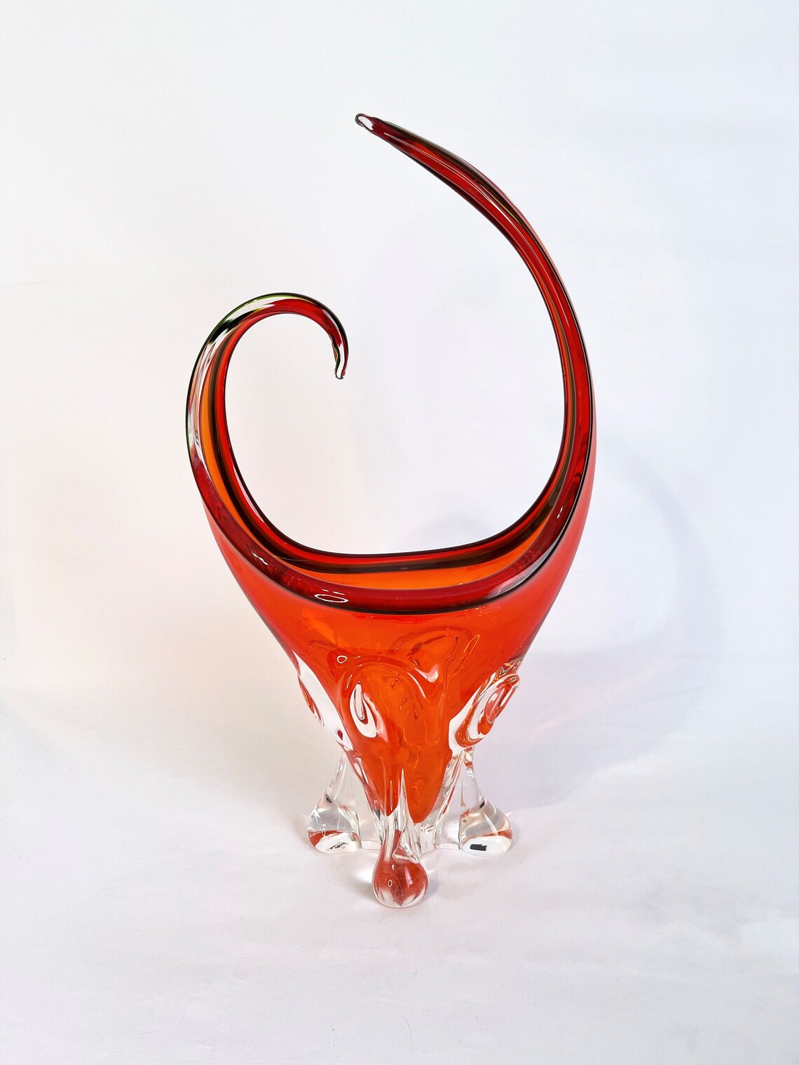 Vintage EDAG Glass Mid Century Modern Glass Vase, Red and Green MCM ...