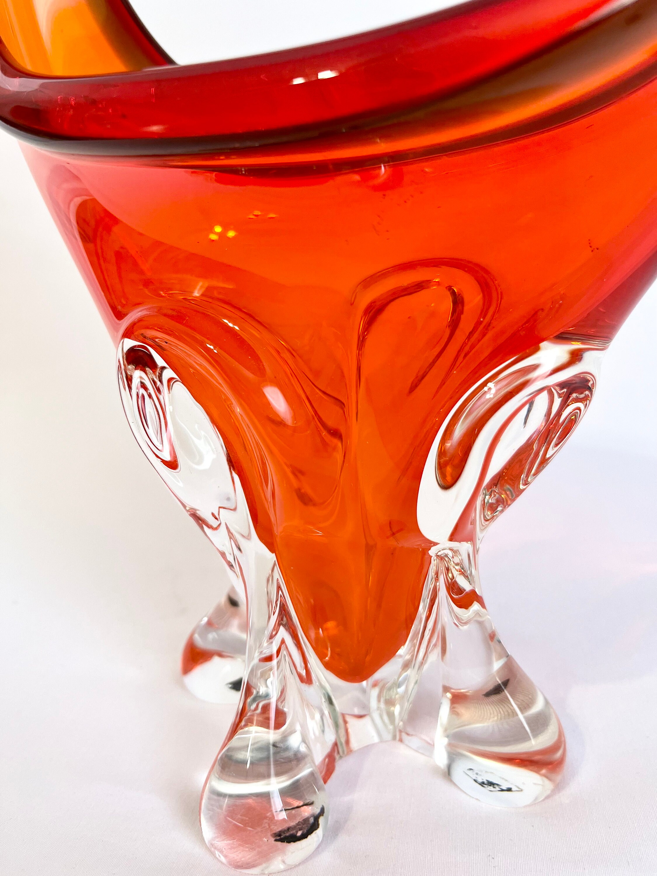 Vintage EDAG Glass Mid Century Modern Glass Vase, Red and Green MCM ...