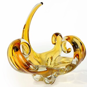 Vintage Chalet Glass Honey Amber Spike & Curl Basket | 4 Point Pull ...