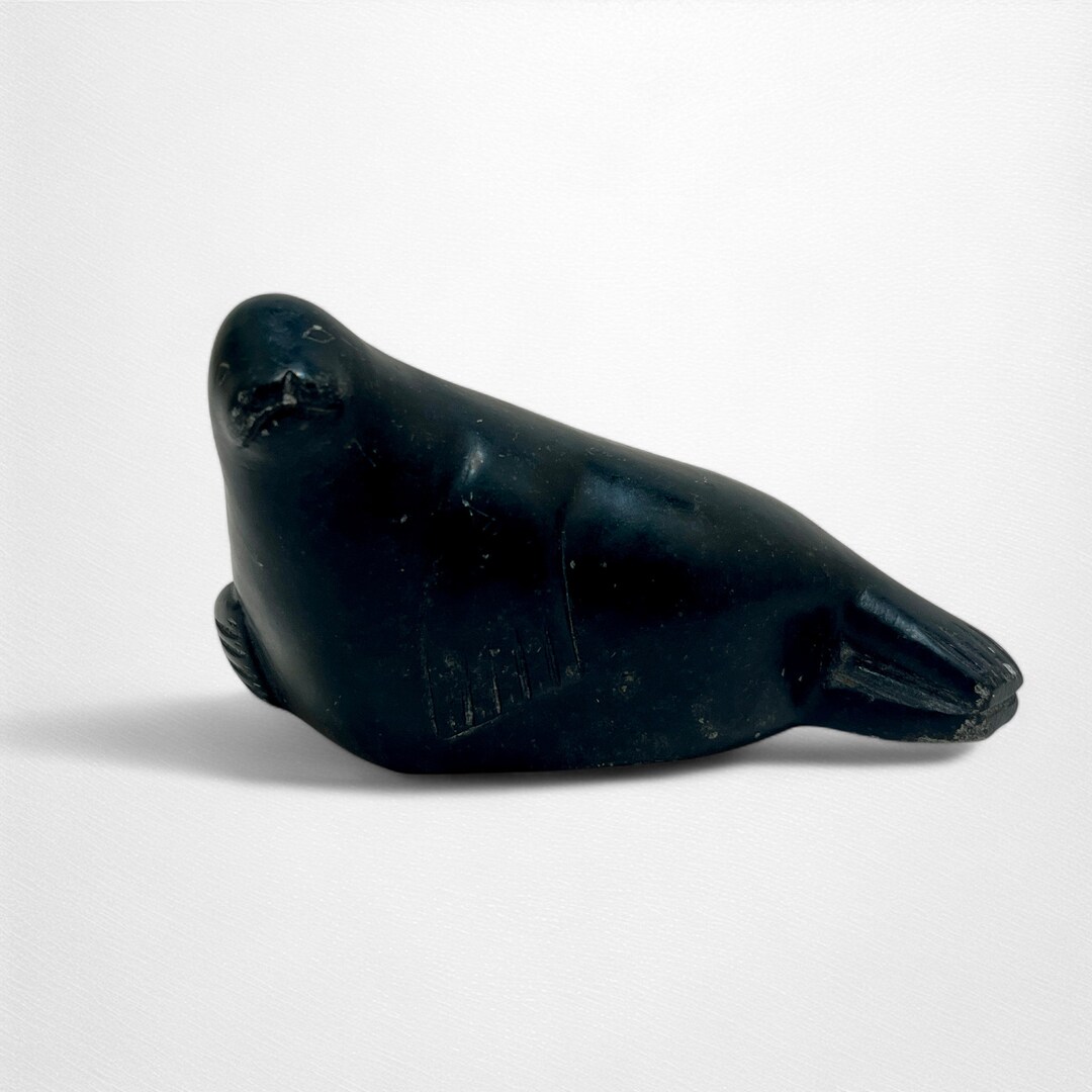 Vintage Inuit Igloo Tag Soapstone Carving | Handmade Seal Nattiq ...