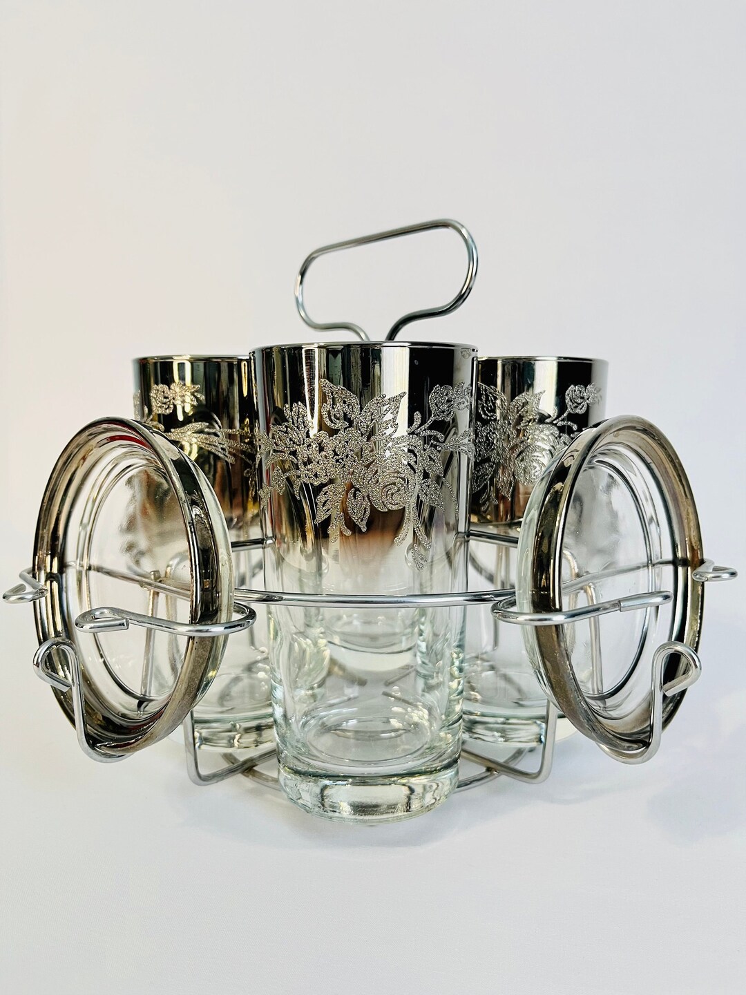 Vitreon Queen's Lusterware Silver Fade Highball Glass Set | Coasters ...