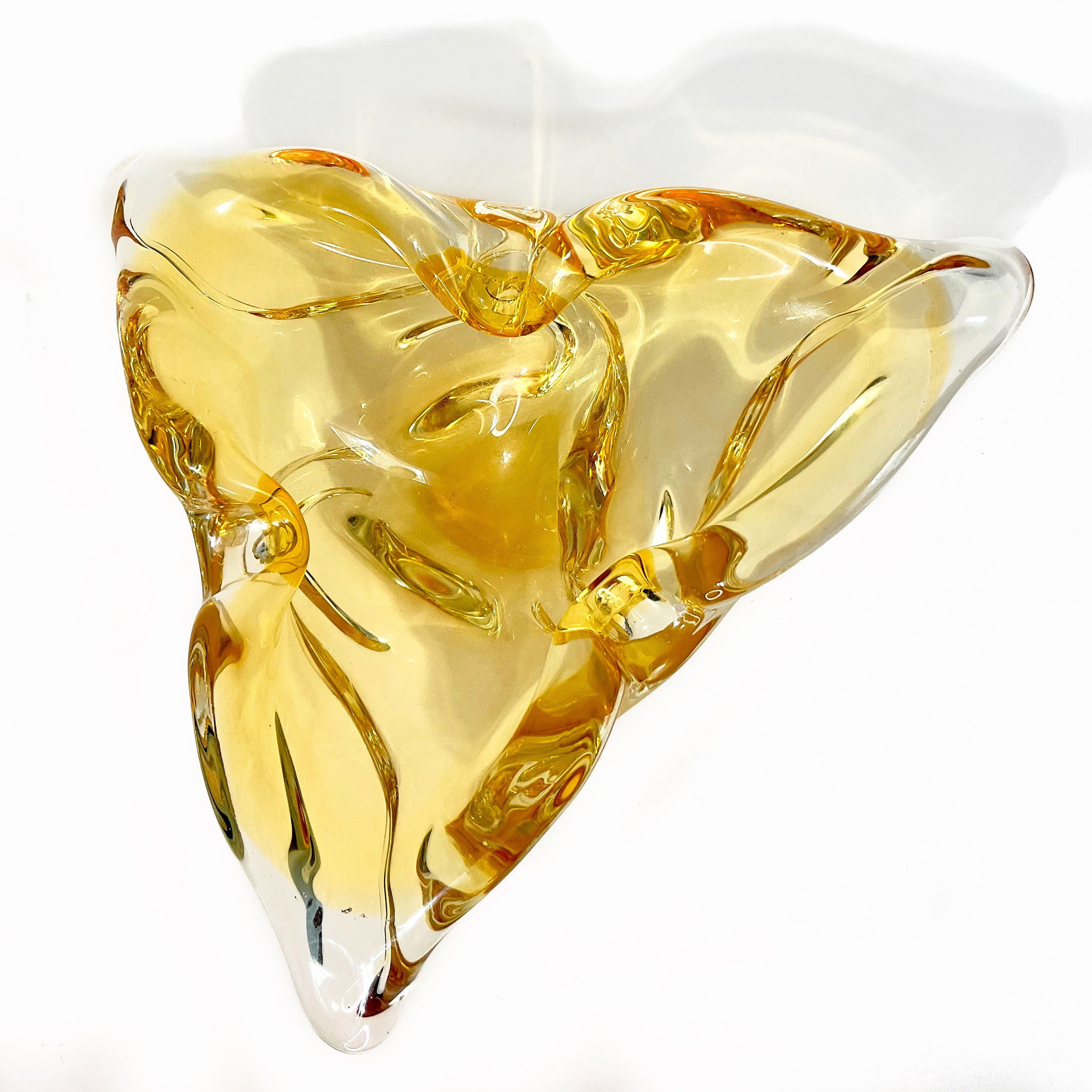 Signed Chalet Art Glass Trillium Ashtray Honey Amber Large - Etsy