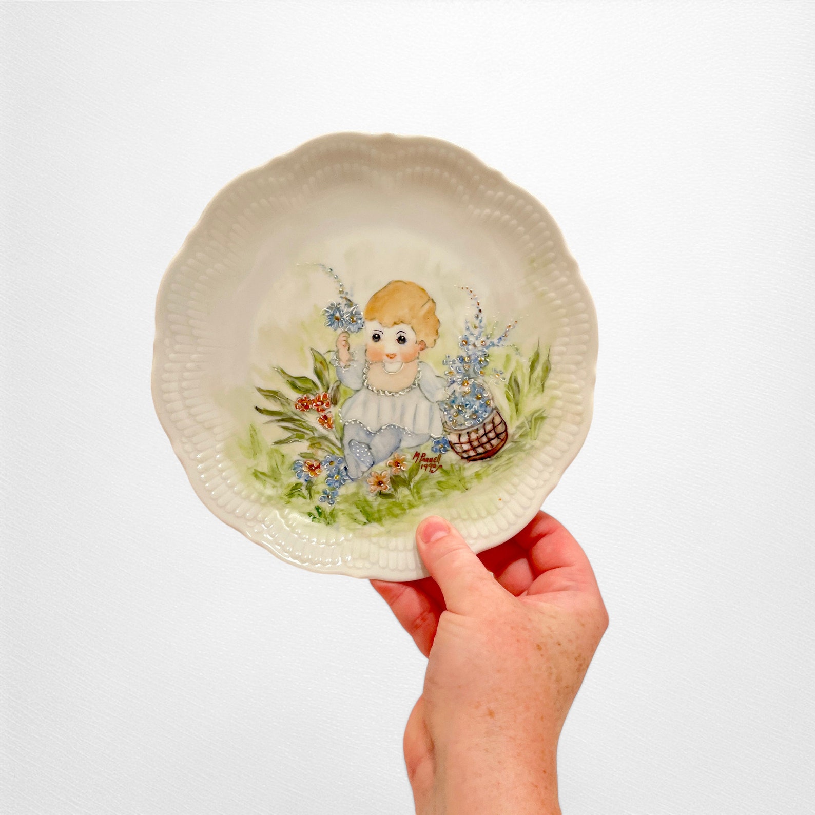 Vintage Hand Painted Baby Wall Plate | Hand Made Baby Boy Nursery Decor ...