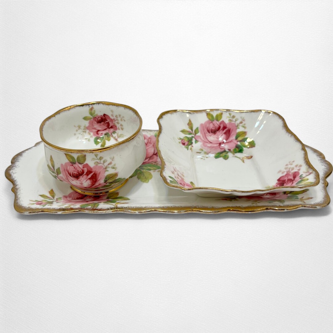 Set of 3 Royal Albert Crown China American Beauty Trays | Tray, Square ...