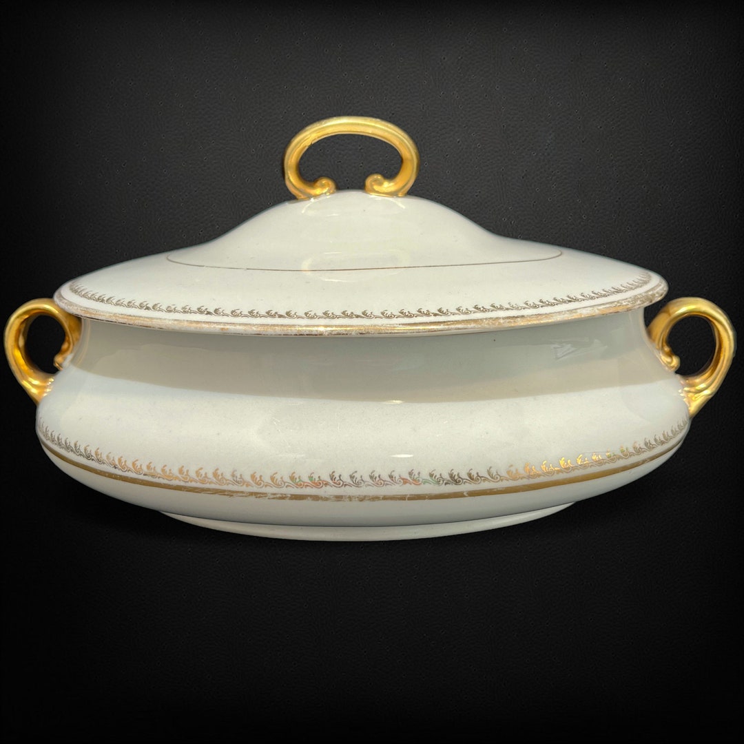 Antique Oval Covered Vegetable Dish With Handles | Homer Laughlin ...