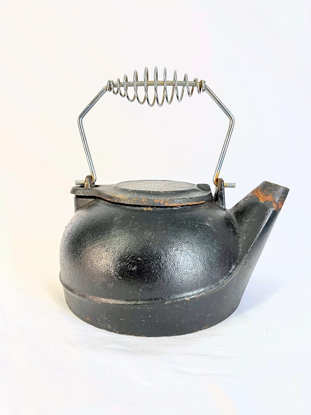 Rustic Primitive Cast Iron Kettle | Black Teapot | Rusted Patina - Etsy