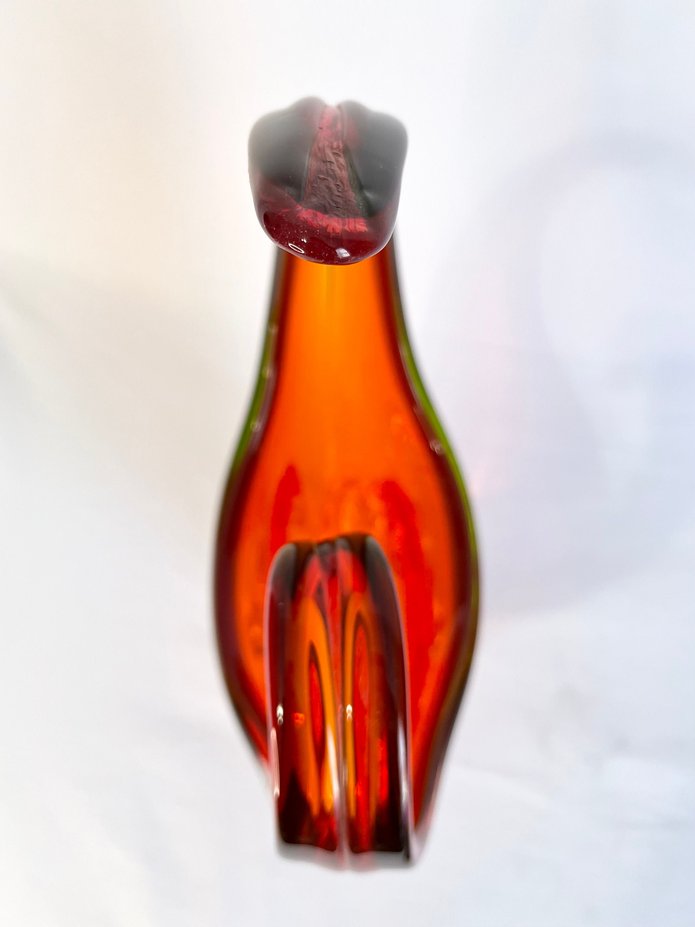 Vintage EDAG Glass Mid Century Modern Glass Vase, Red and Green MCM ...