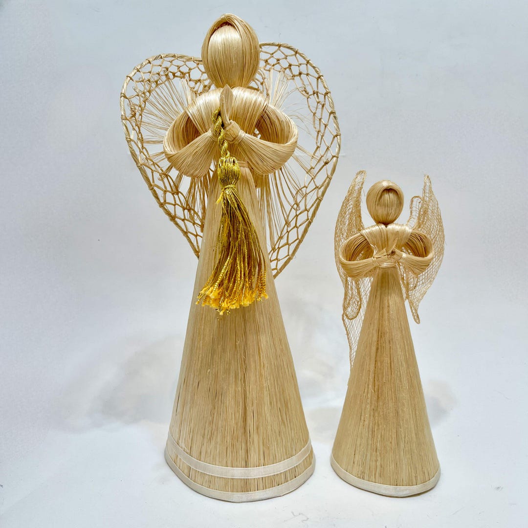 Vintage Pair of Handmade Corn Husk Angels | Traditional Folk Art ...