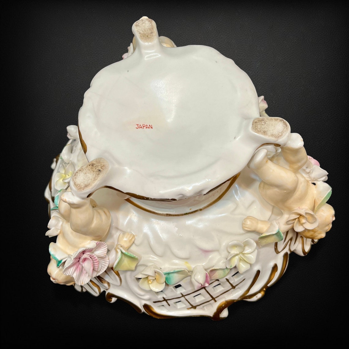 Vintage Made in Japan Dresden Style Compote With Three Cherubs ...