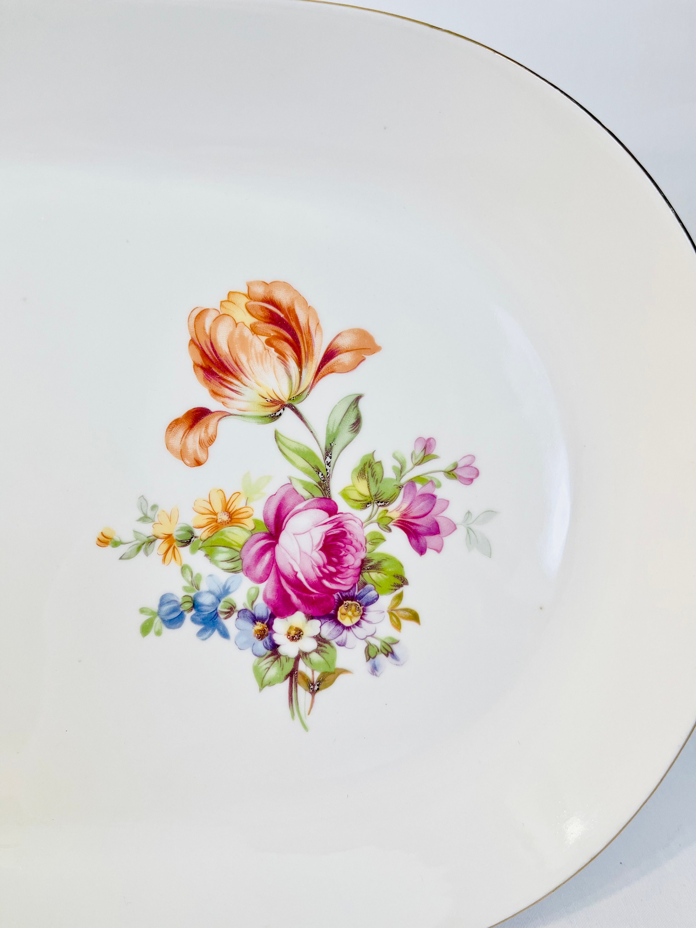 Kahla Matching Set Vase & Platter Flower Bouquet Roses, Tulips Floral ...